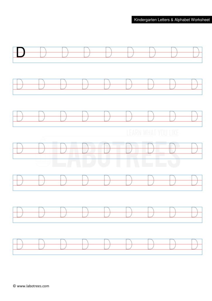 Worksheet of Letter D (Uppercase) Free Download | Labotrees | Labotrees