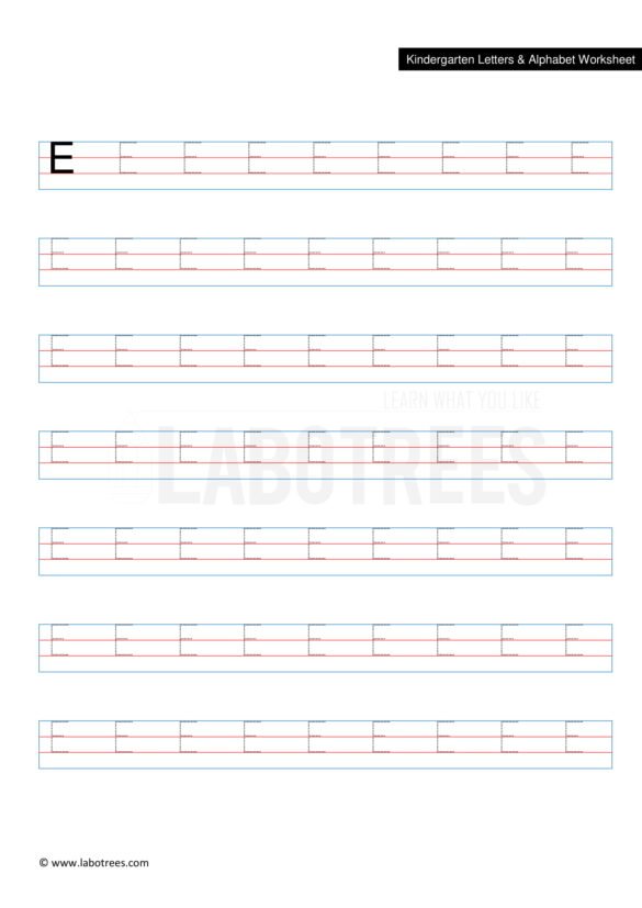 Worksheet of Letter E (Uppercase) Free Download | Labotrees | Labotrees