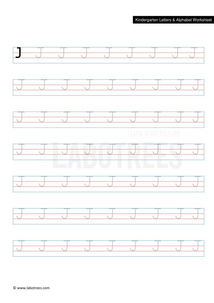 Worksheet of Letter J (Uppercase) Free Download | Labotrees | Labotrees