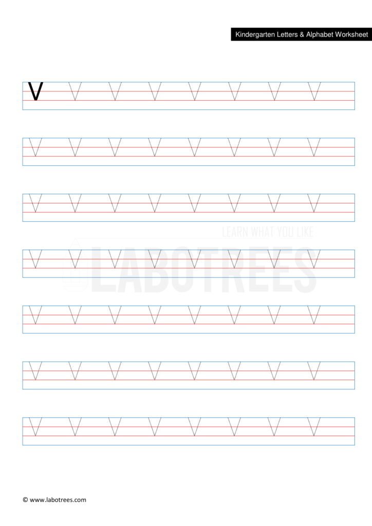 Worksheet of Letter V (Uppercase) Free Download | Labotrees | Labotrees